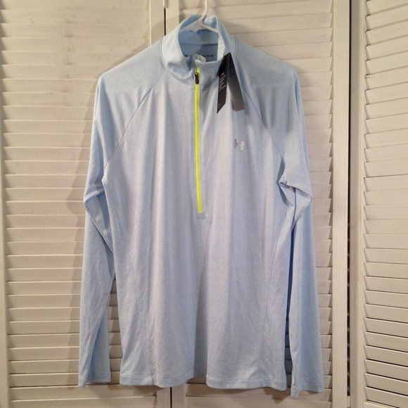 Under Armour | Tops | Under Armour New Xl Heat Gear Light Blue Half Zip ...